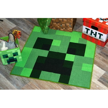 Minecraft Creeper 39-Inch Square Area Rug for Kids Room Decorations and ...
