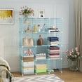 Blue Metal Wire Grid Modular Shelf Units 12-Cube Closet Organizer for ...