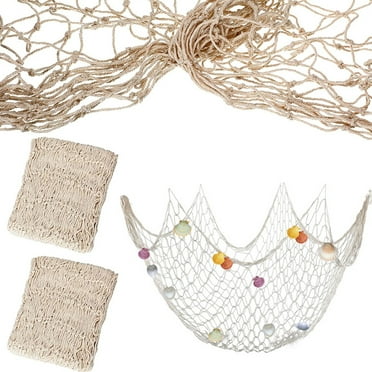 2 Pack Fish Net Decorations for Party, Natural Cotton Hawaiian Party ...
