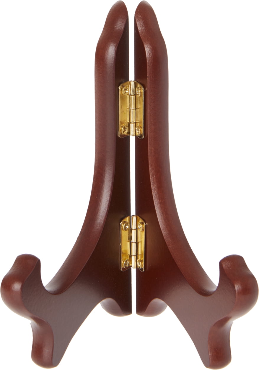 Bard's Hinged Walnut MDF Wood Plate Stand, 5" H x 5.75" W x 3.75" D ...