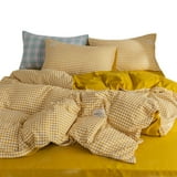 ChliEarime Heicatte Checker Duvet Set, Gray Check Plaid Pattern Printed ...