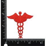 Red Caduceus - Medical Staff/Snakes - Symbol - Iron on Applique ...