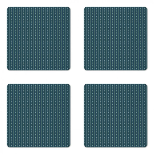 Teal and Yellow Coaster Set of 4, Pattern with Vertical Abstract ...