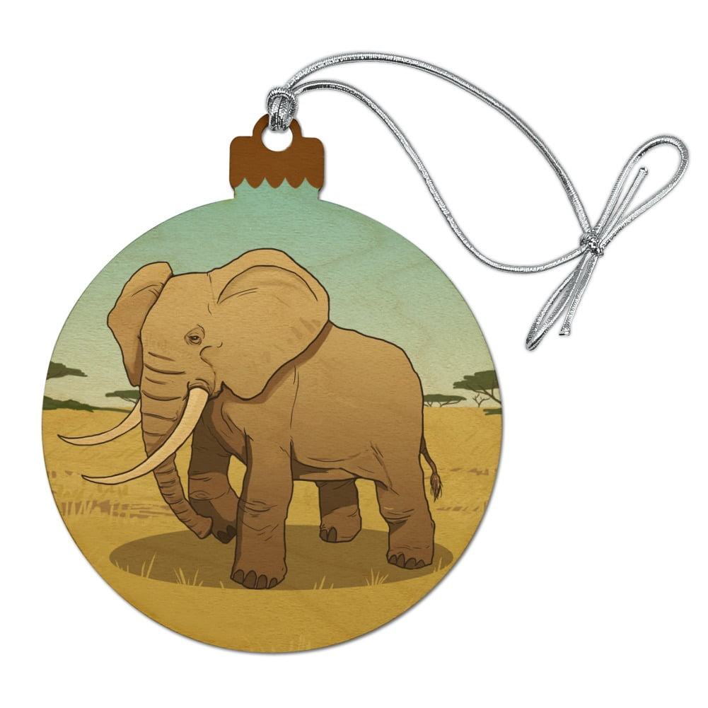 African Elephant Wood Christmas Tree Holiday Ornament - Walmart.com