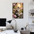Cute Kitten Canvas Wall Art Calico Cat Sitting on Tree Branch with Pink ...
