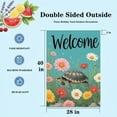 summer house flag 28x40 a welcome sign with a turtle and flowers on it ...