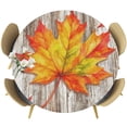 Autumn Thanksgiving Maple Leaves Round Fitted Tablecloth with Elastic ...