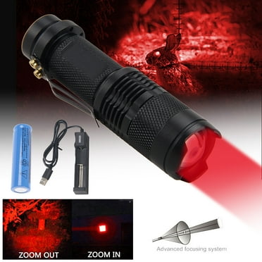 Rechargeable Red Green White Led Flashlight Tactical Torch Lamp with ...