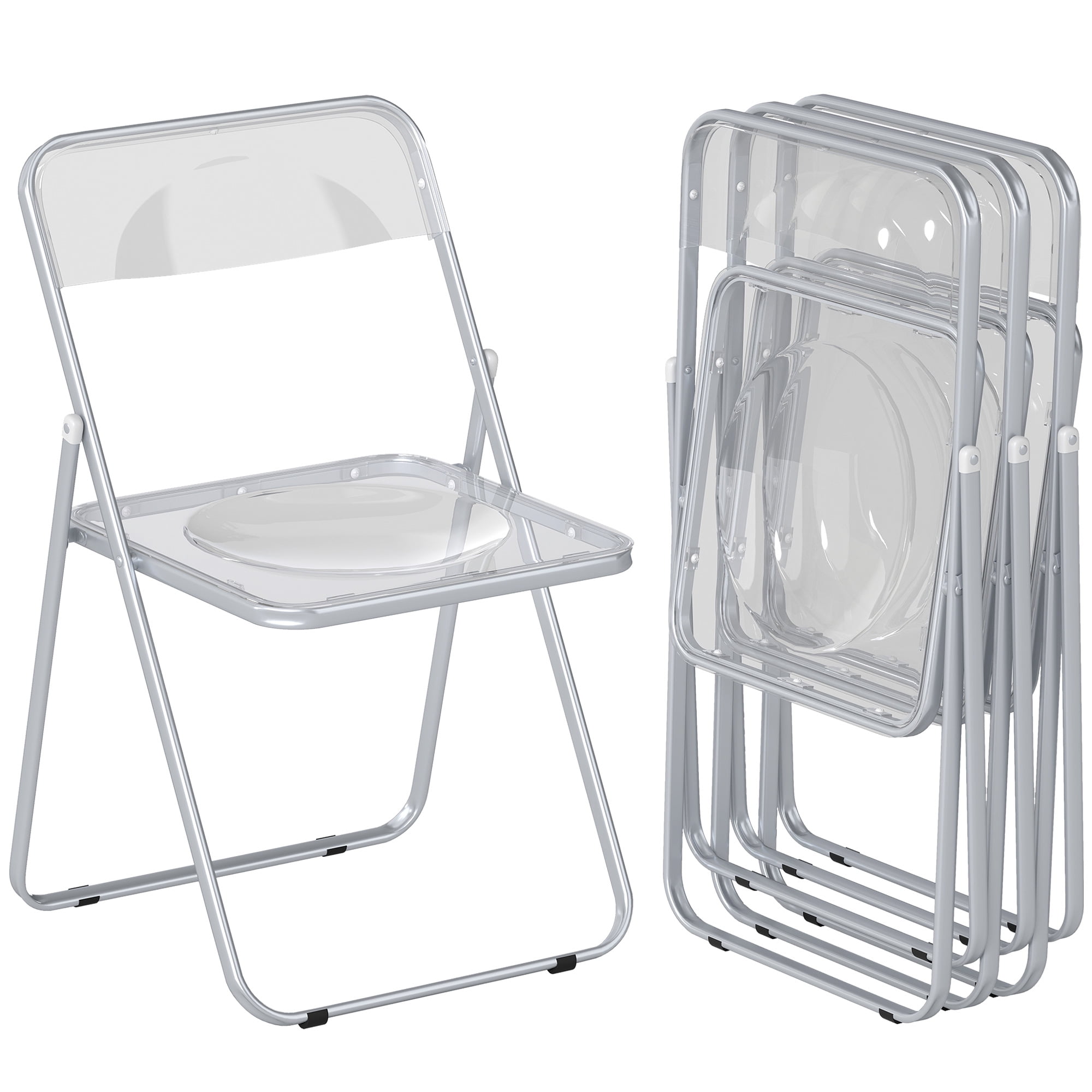 Click here for Homcom 4 Pack Acrylic Folding Chairs  Modern Trans... prices