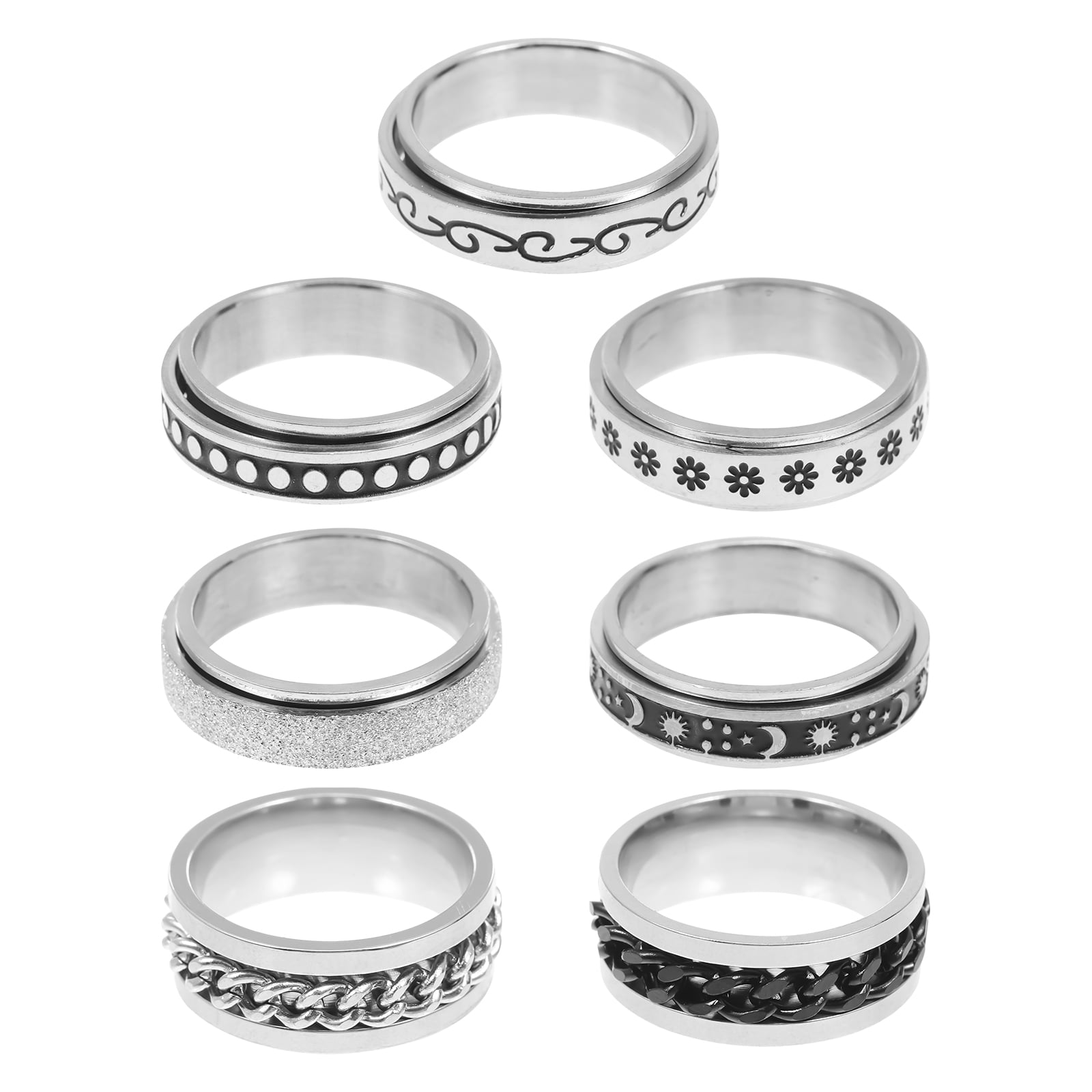 Click here for Pinxor 7pcs Fidget Ring Anxiety Ring Rotatable Fin... prices
