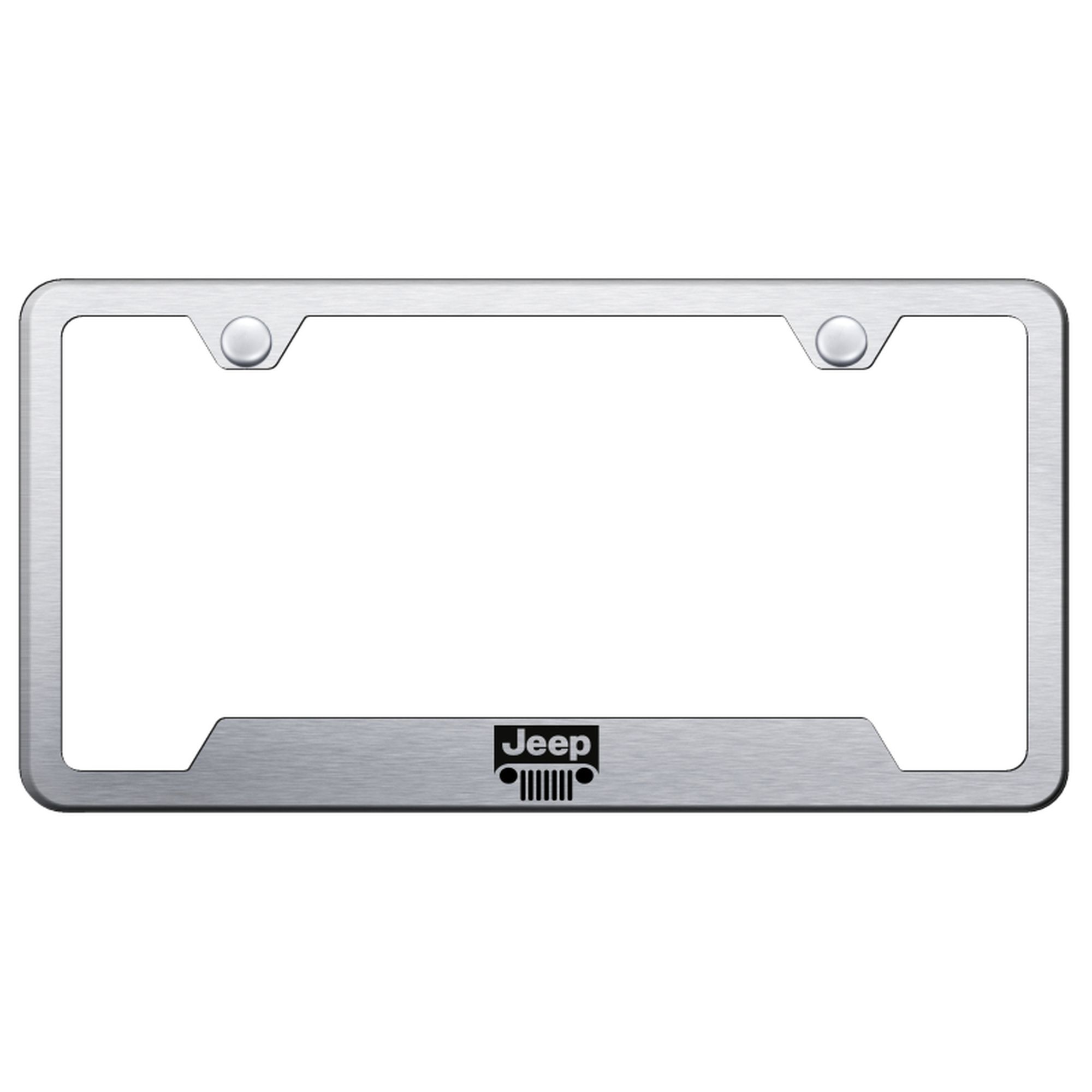 Jeep Grill Laser Etched Logo Cut-Out License Plate Frame (Brushed ...