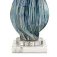 Possini Euro Design Teresa Modern Table Lamp with Square White Marble Riser 31" Tall Teal ...