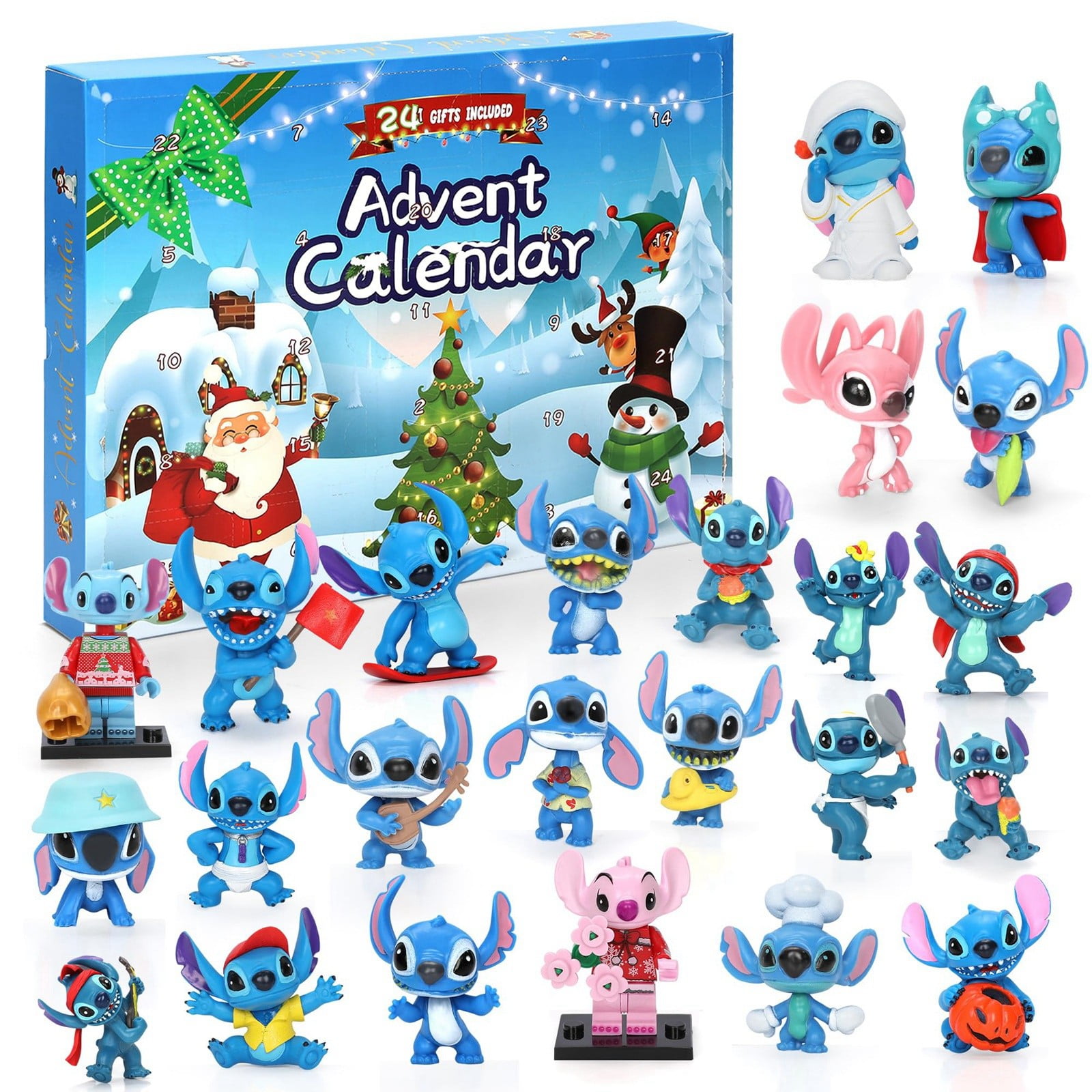 Stitch Adviento 2024, Adviento Navidad para niños 24 Stitch Goma Cuenta ...