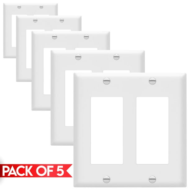 Cmple - [5 Pack] 2-Gang Decora Wall Plate, GFCI Device Faceplate ...