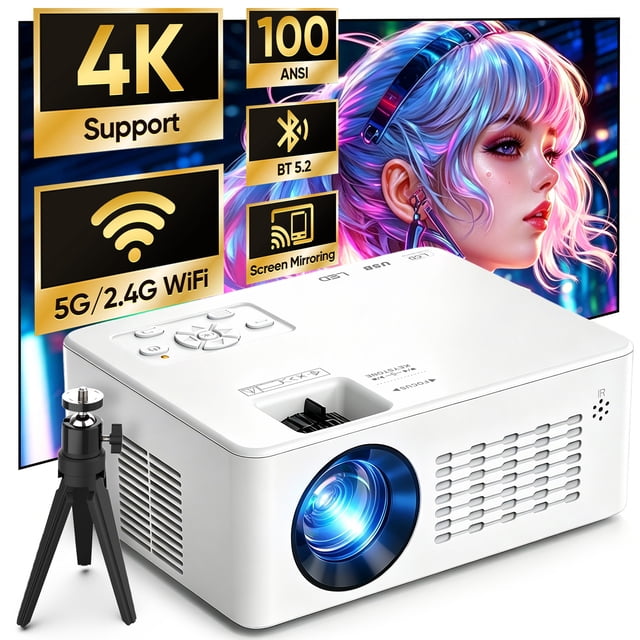 GCZ Projector with WiFi and Bluetooth 5.2, Support 4K 1080P Video ...