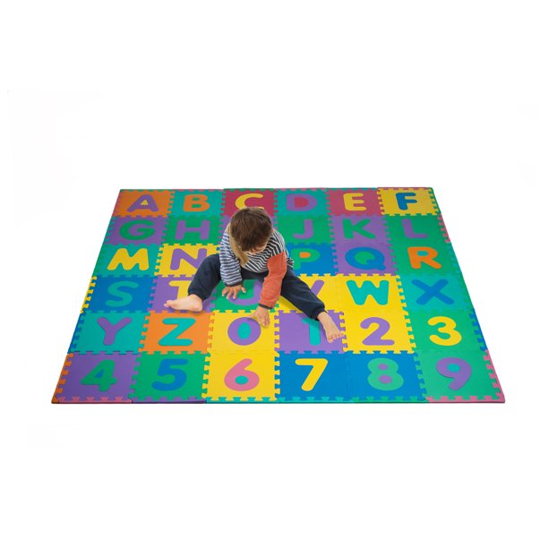 Foam Floor Alphabet Mat 96 pcs with Number Puzzle Mat by Hey! Play ...