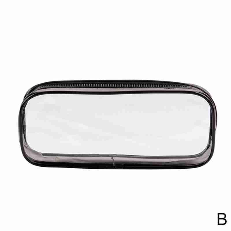 Black transparent PVC pencil case black and white student stationery ...