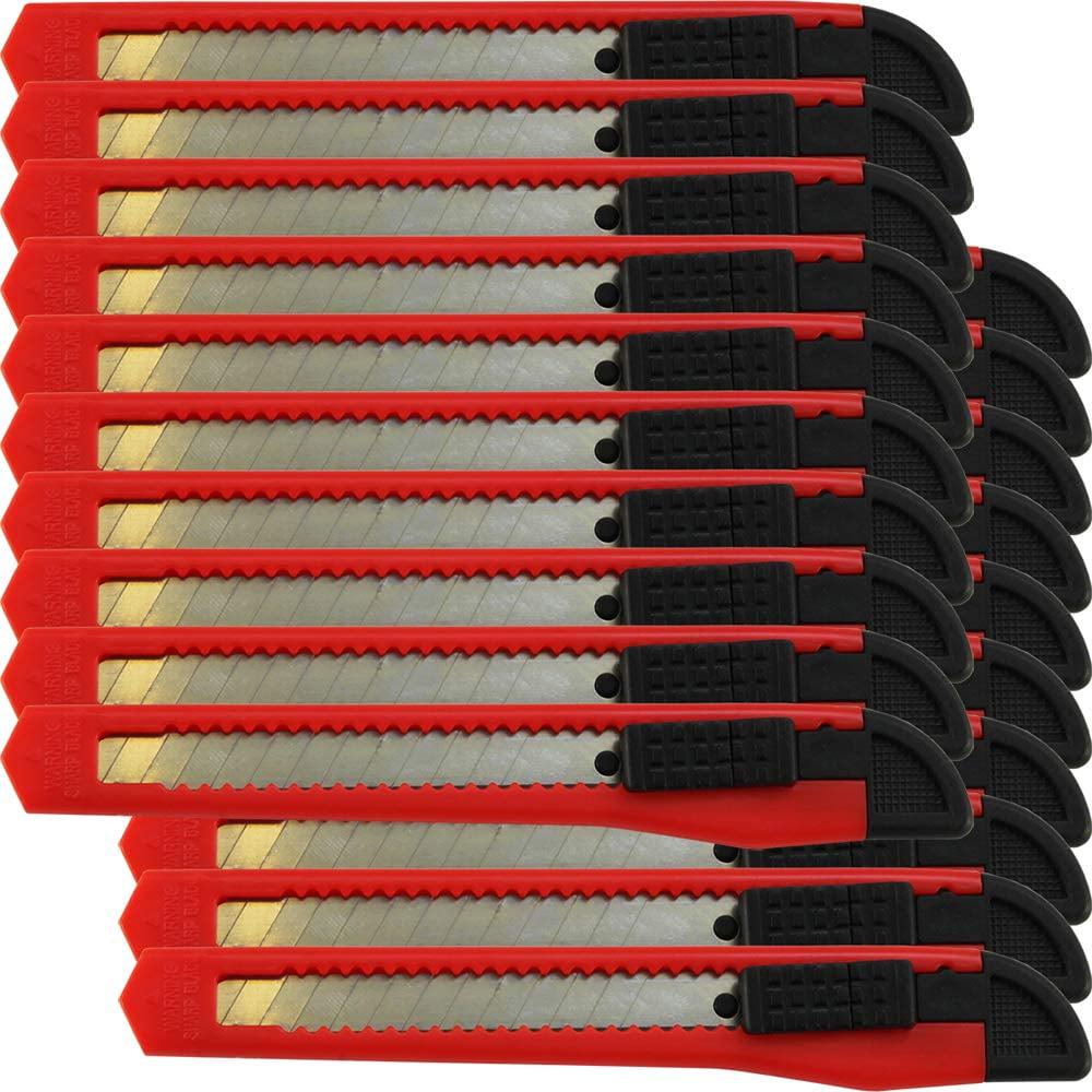 20 Bulk Small Red Utility Knife Box Cutters Snap Off Blade 9MM Blade ...