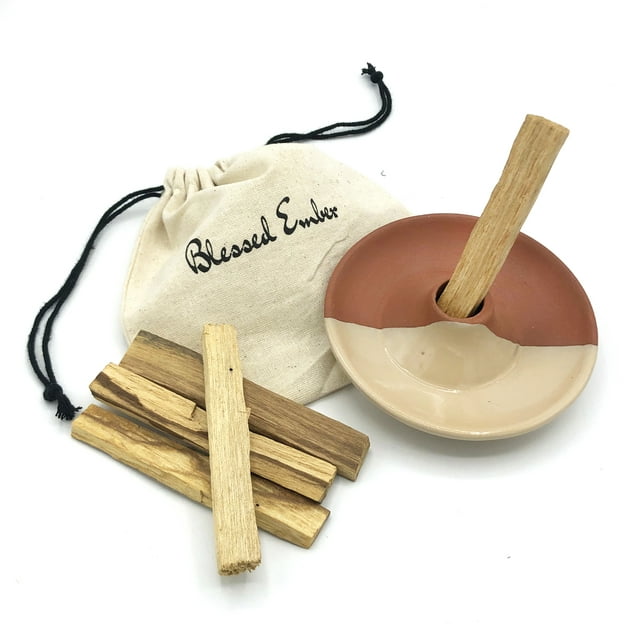 Blessed Ember Clay Palo Santo Holder and 5 Genuine Palo Santo Sticks (Tan) - Walmart.com