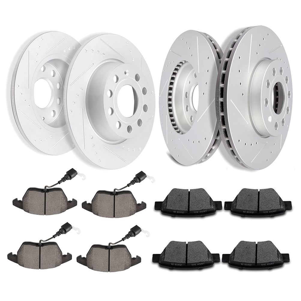 CCIYU Front Rear Drilled Slotted Brake Rotors + Ceramic Pads fit for ...
