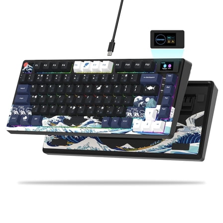 ASUS ROG Azoth 75 Wireless Gaming Keyboard, OLED Display, Gasket-Mount ...