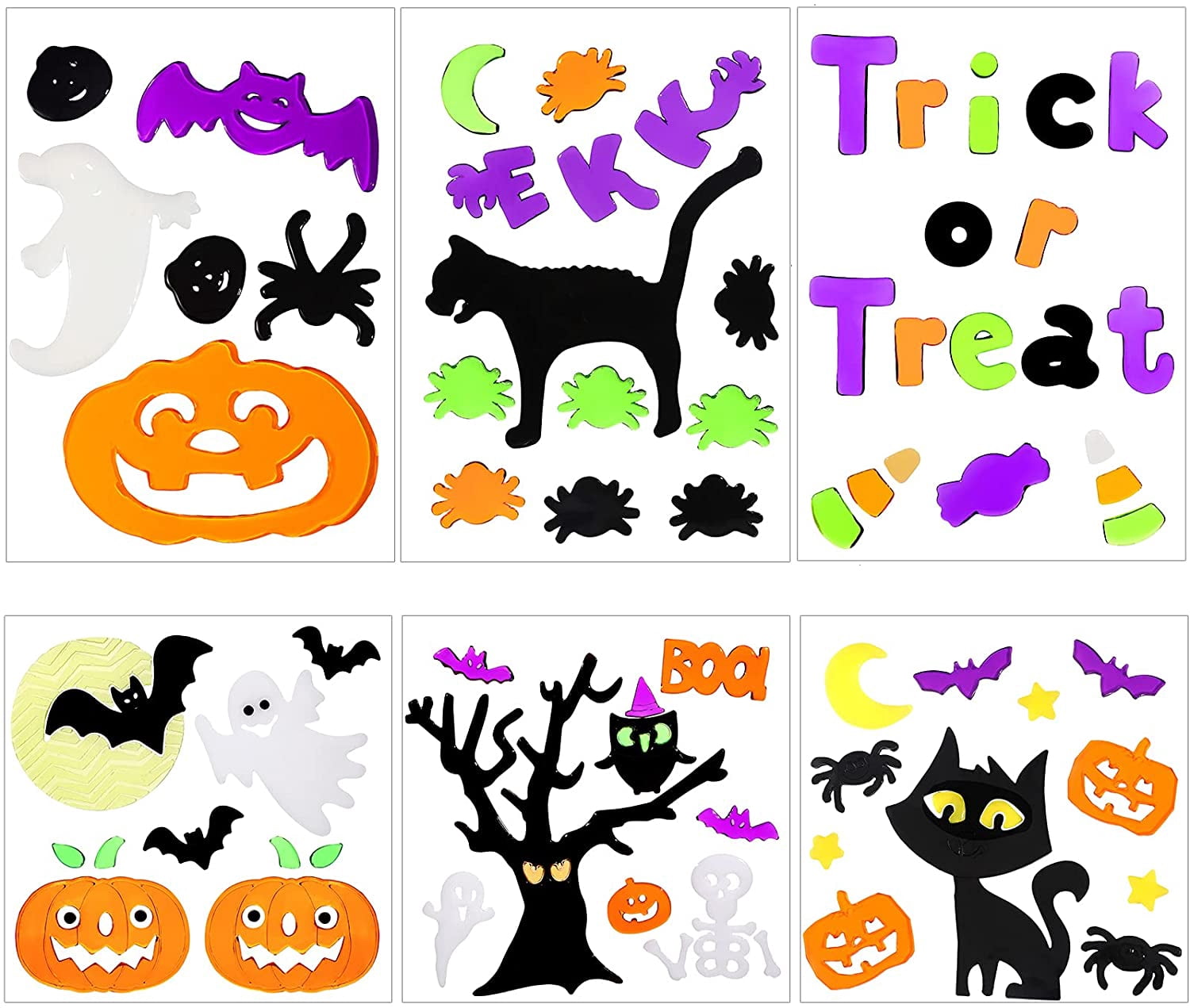 6 Pieces Halloween Window Gel Clings Halloween Window Sticker Halloween ...