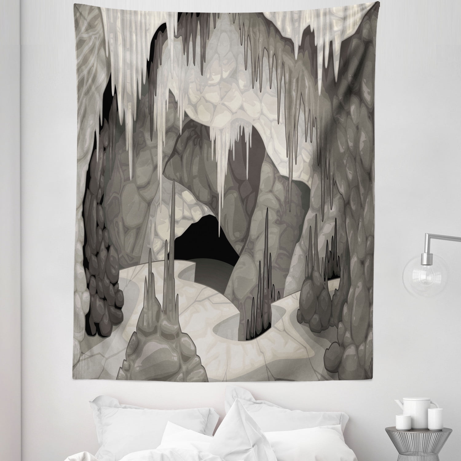 Cave Tapestry, Inside the Cavern with Stalagmites Speleology Theme ...