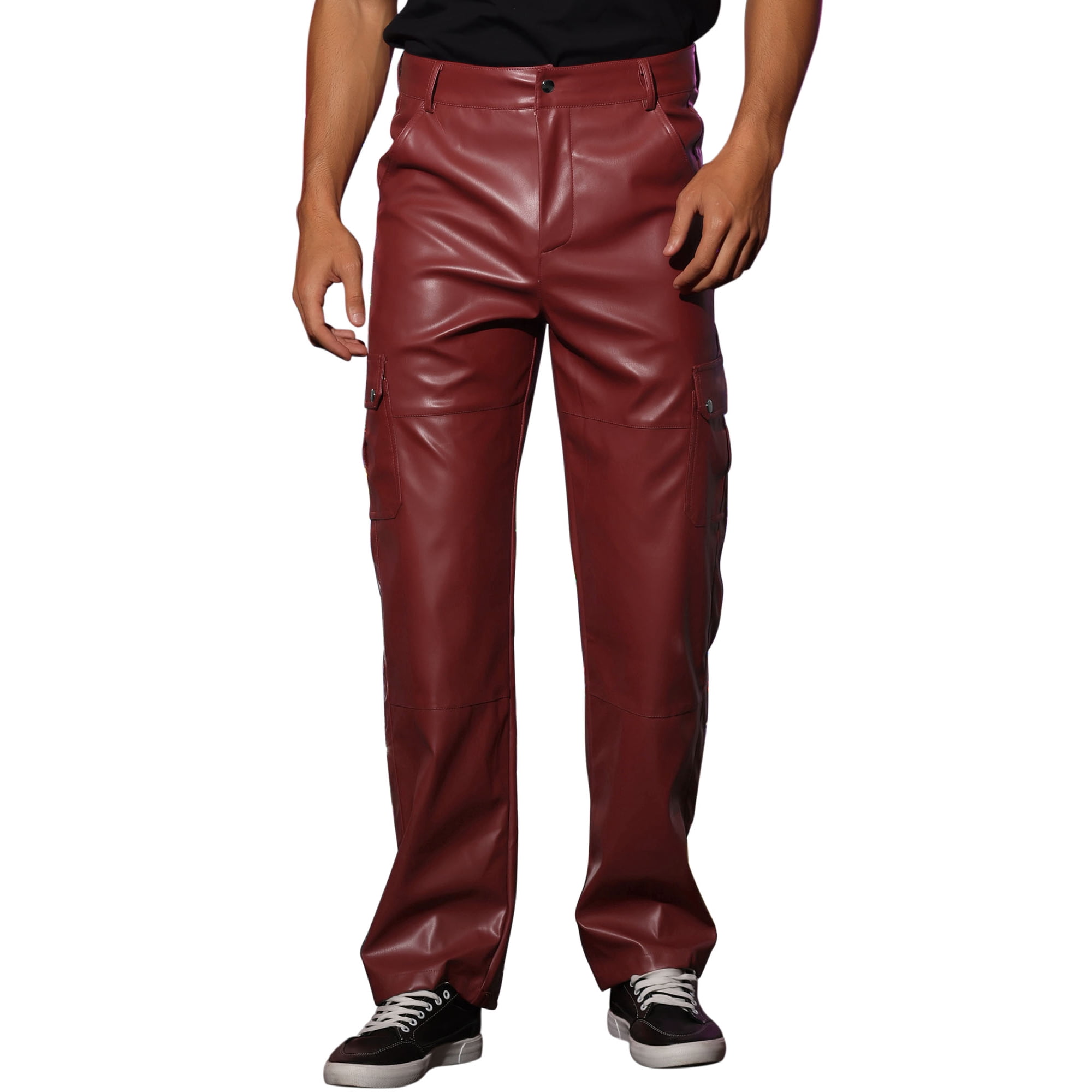 Click here for Inspire Chic Faux Leather Pants For Mens Slim Fit... prices