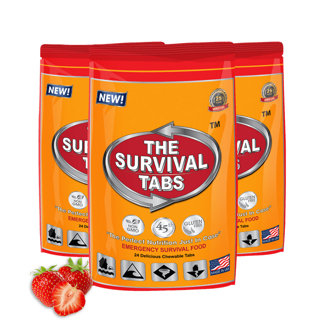 Emergency Survival Food Tabs, Non-GMO, Gluten-Free, 24 Strawberry Tabs ...
