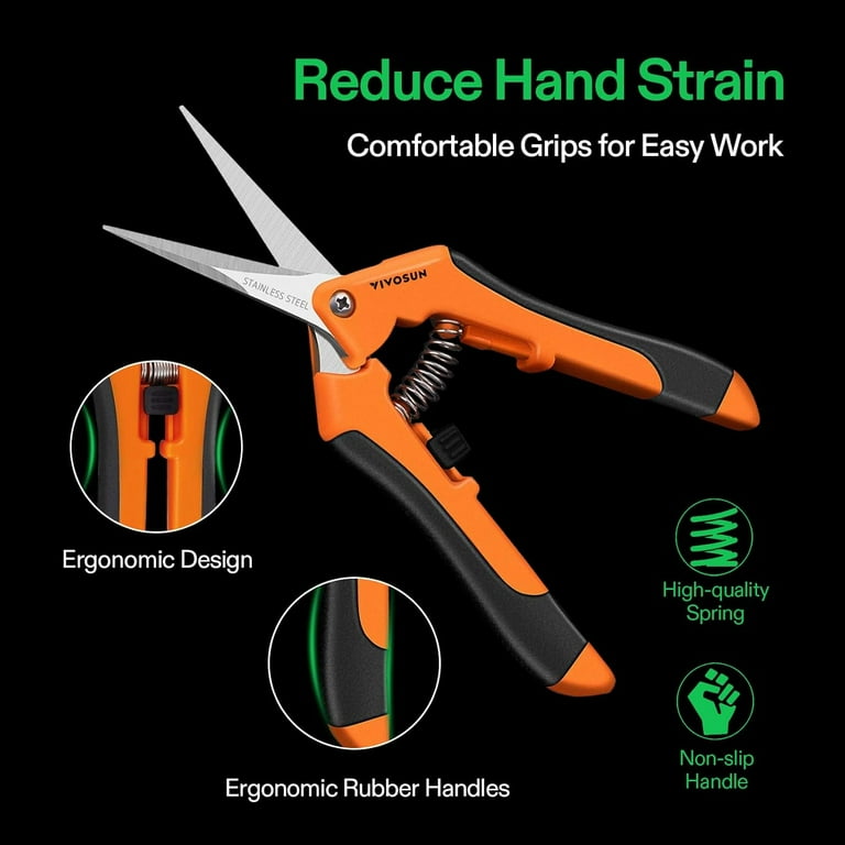 Vivosun 6.5 inch gardening hand pruner pruning shear with straight stainless steel blades orange store