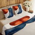 Bed Runner for King Size Bed, Navy Blue Burnt Orange 3 Pcs Bedding ...