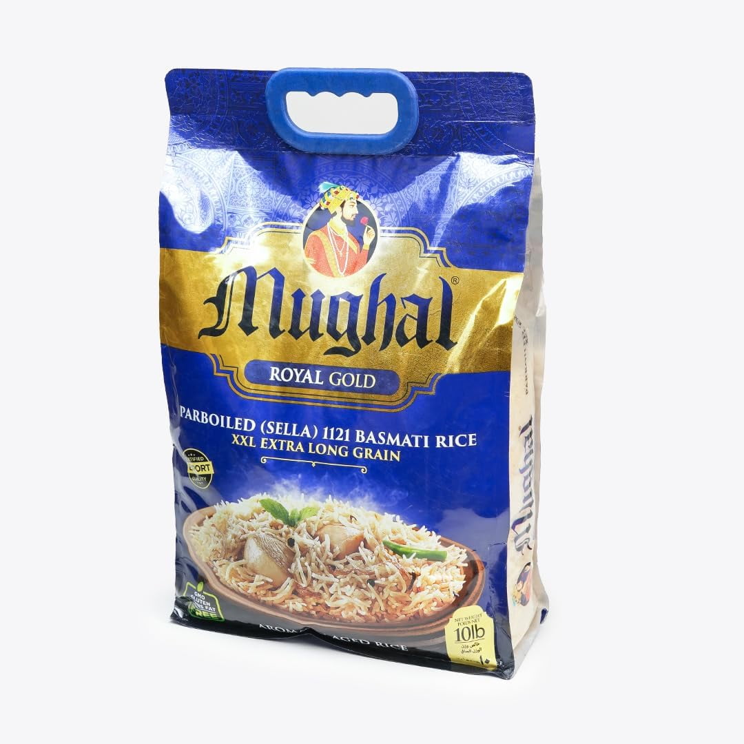 Mughal Royal Gold Parboiled Basmati Rice, 4.5 kgs, XXL Extra long ...