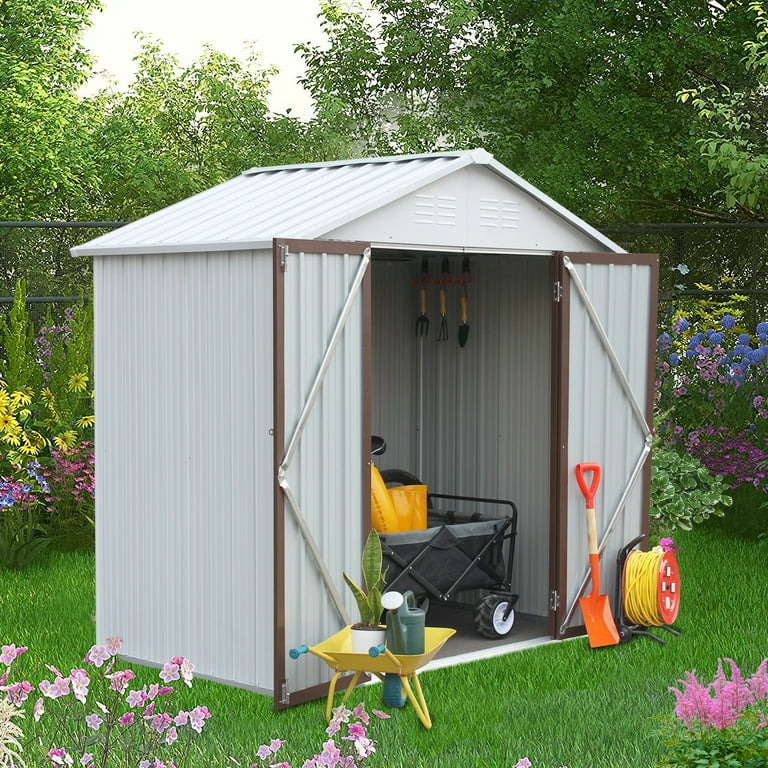 Small Storage Shed 4ever2buy 6x4FT Metal Outdoor Storage Shed With ...