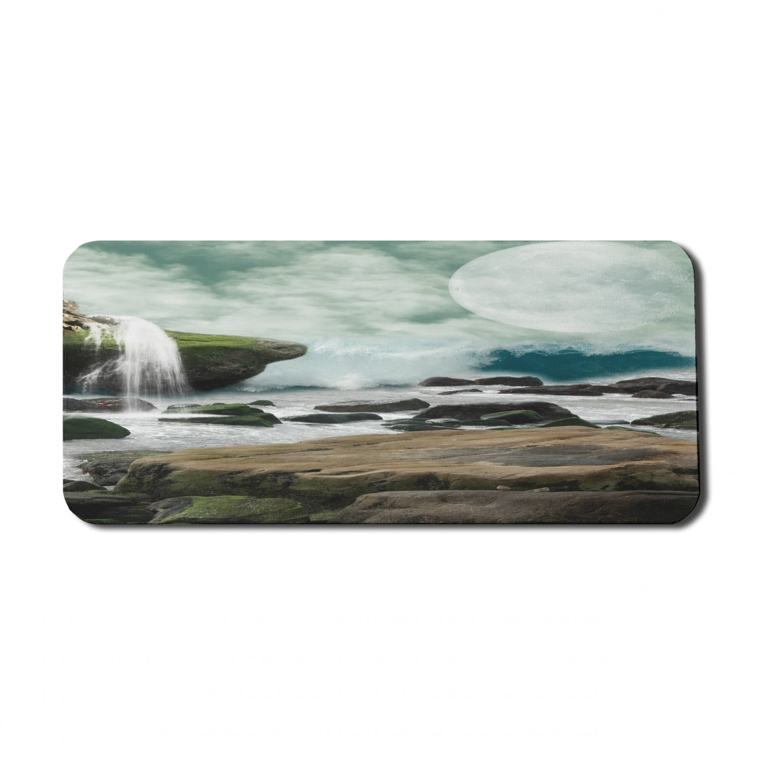 Nature Computer Mouse Pad, Fantasy Landscape with Waterfall on Rocks ...