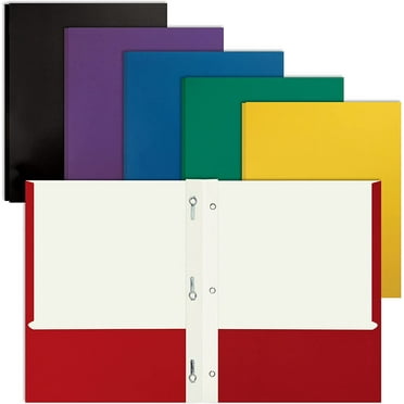 BAZIC 2 Pockets Paper Folder, 3 Prongs Fastener Clips Portfolio, 100 ...