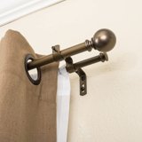 Urbanest Ball Double Drapery Curtain Rod Set, 5/8", 48"-84", Antique ...