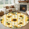 6ft Round Rug Yellow Sunflower Area Rugs for Living Room Bedroom ...