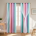 chaungfeng Gradient Striped Double-layer Shade Curtains, Dreamy Star ...