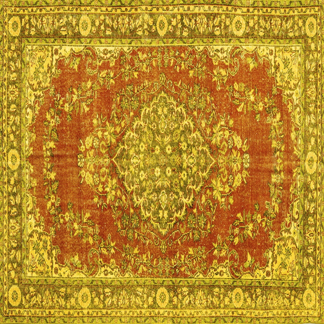 Ahgly Company Indoor Square Persian Yellow Traditional Area Rugs, 6 ...
