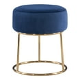 Linon Brandi Vanity Stool, 18.25" Seat Height, Gold Finish with Blue ...