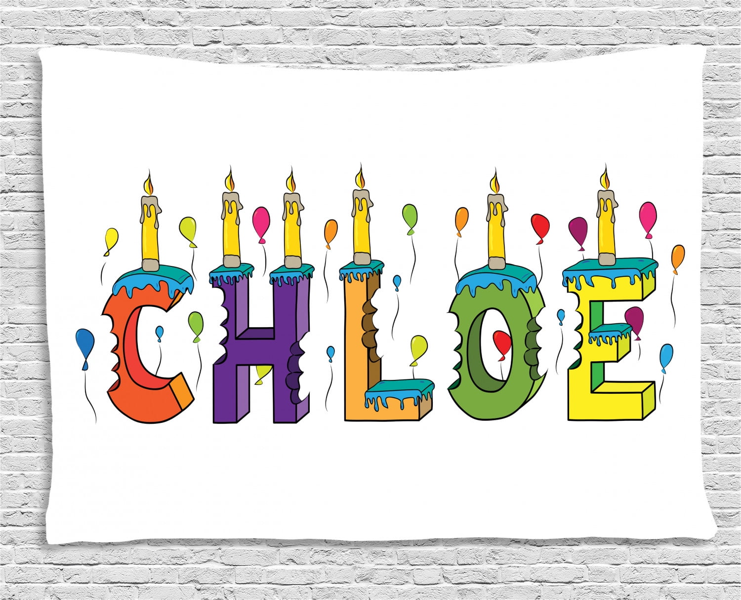 Chloe Tapestry, Lettering with Cheerful Bitten Cake Candles Girly ...