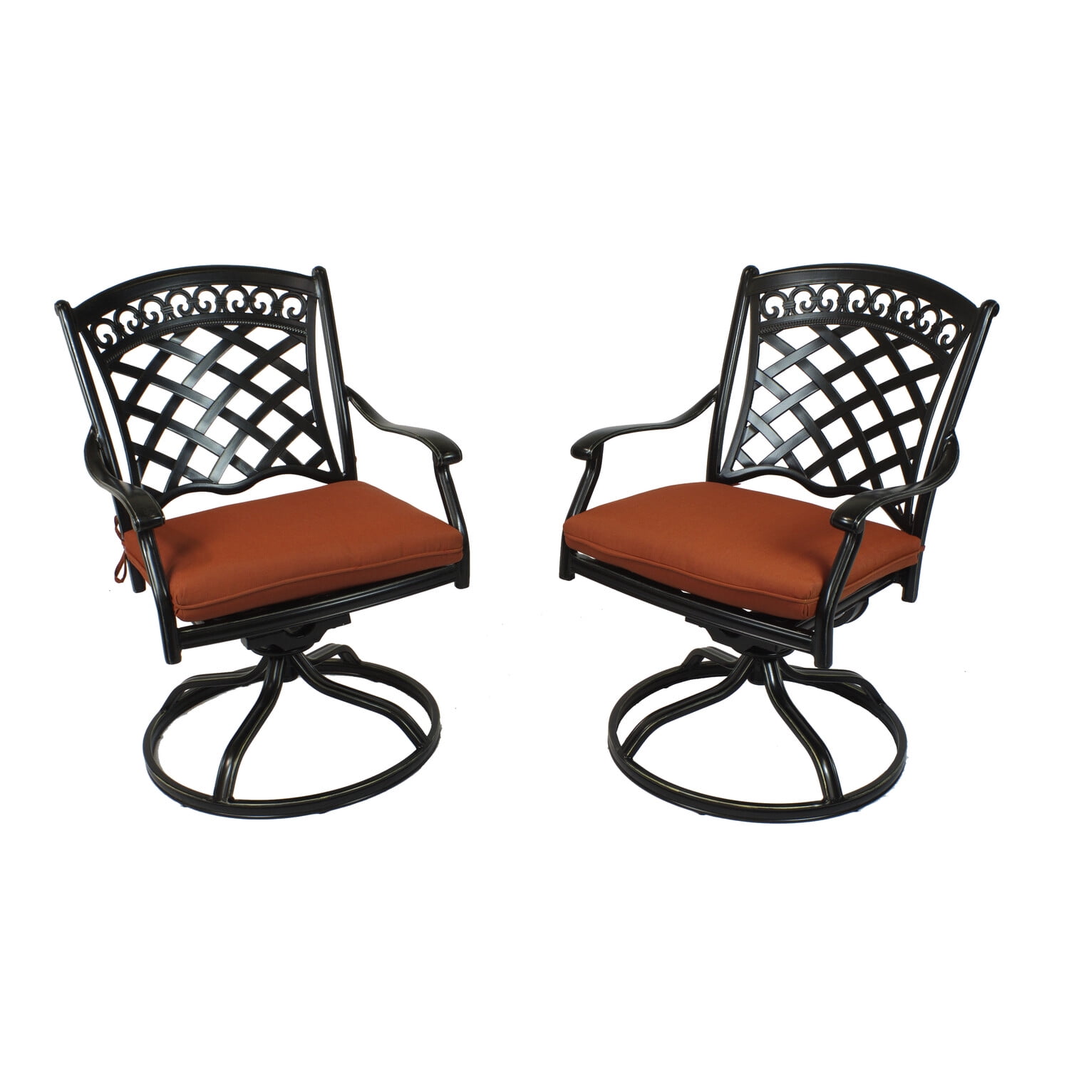 Comfort Care Cast Aluminum Swivel Rocker Chairs with Cushions (Set of 2 ...
