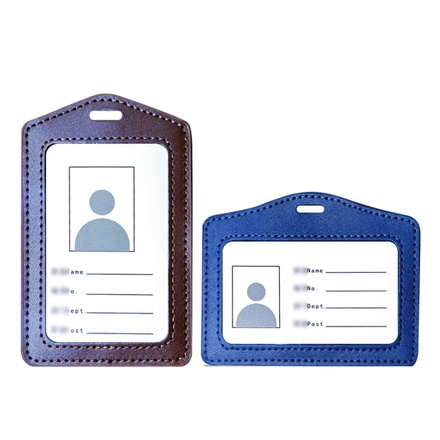 Pack of 2 Leather Badge Holders, Vertical / Transverse ID Card Holders ...
