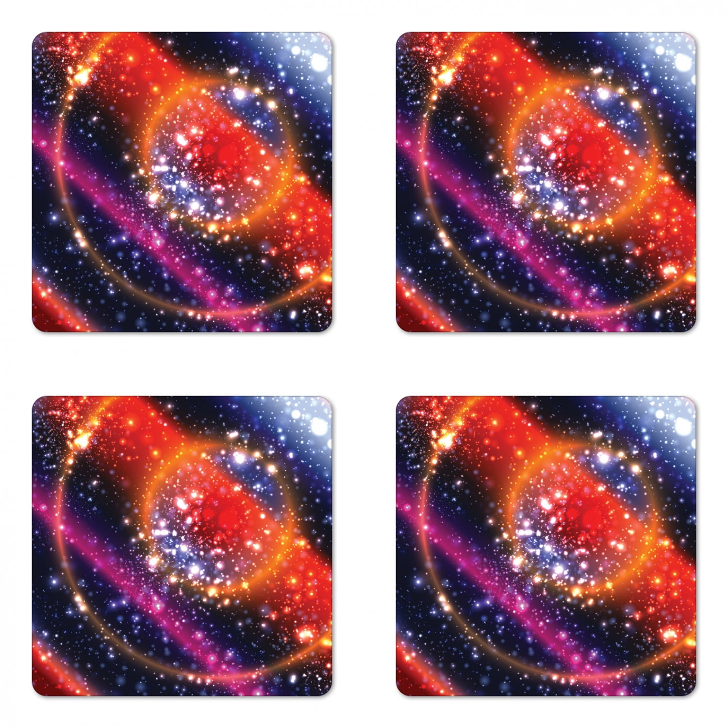 Space Coaster Set of 4, Apocalyptic Cosmos Design Circular Striped ...