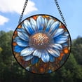 blue daisy flower Suncatcher 8 in Stained Glass Window Hanging Sun ...