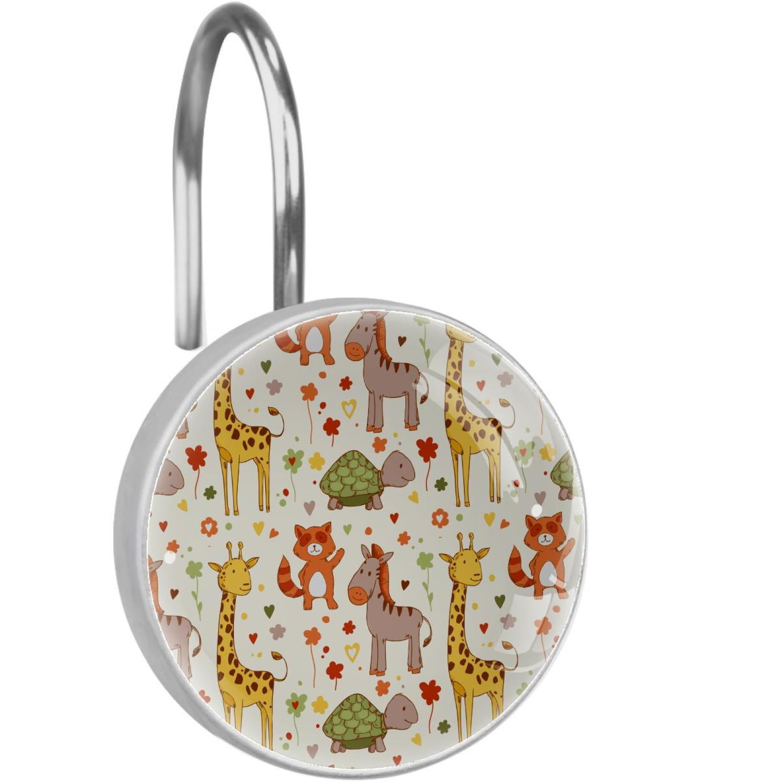 Africa Zoo Animals Shower Curtain Hooks（Set of 12）for Home Hotel Shower ...