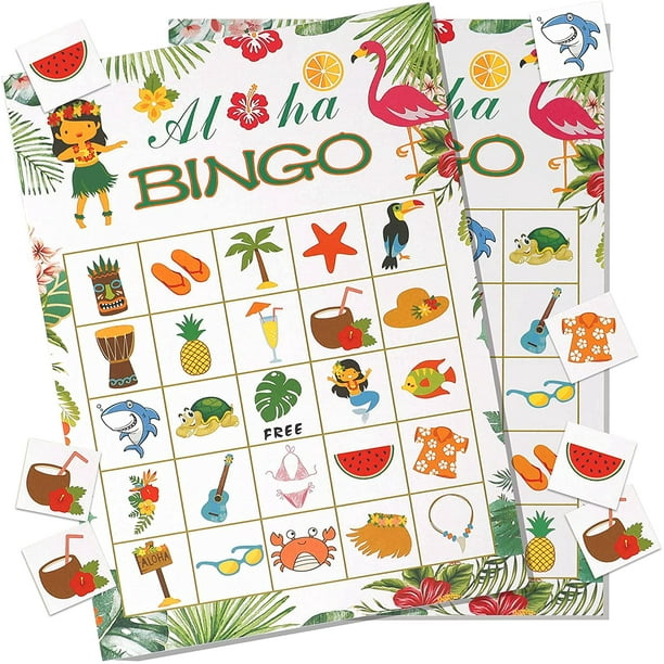 24 Pcs Hawaii Bingo Game, Hawaiian Bingo Cards for Kids School ...