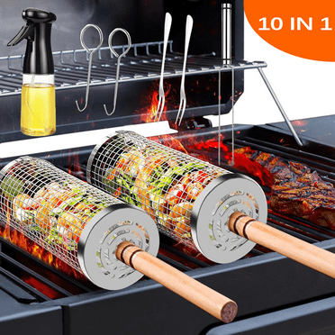 1 set 10-in-1 Stainless Steel BBQ Cage: Outdoor Grill Accessories Set ...