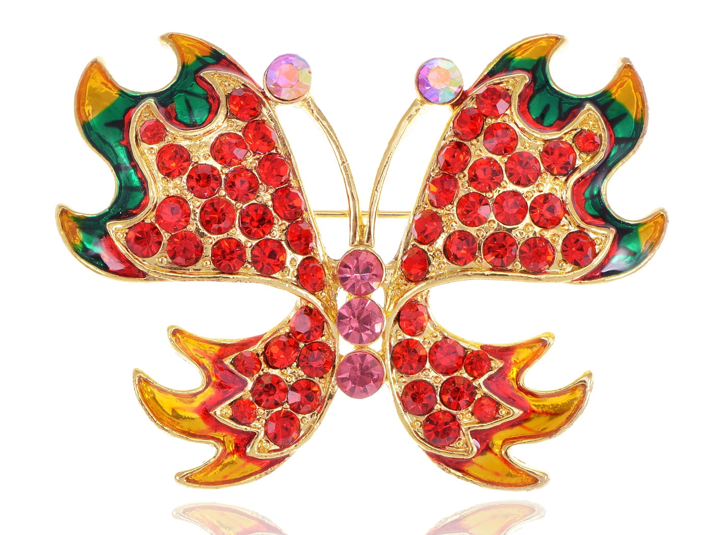 Fiery Fire Ruby Red Crystal Rhinestone Butterfly Jewelry Pin Brooch ...