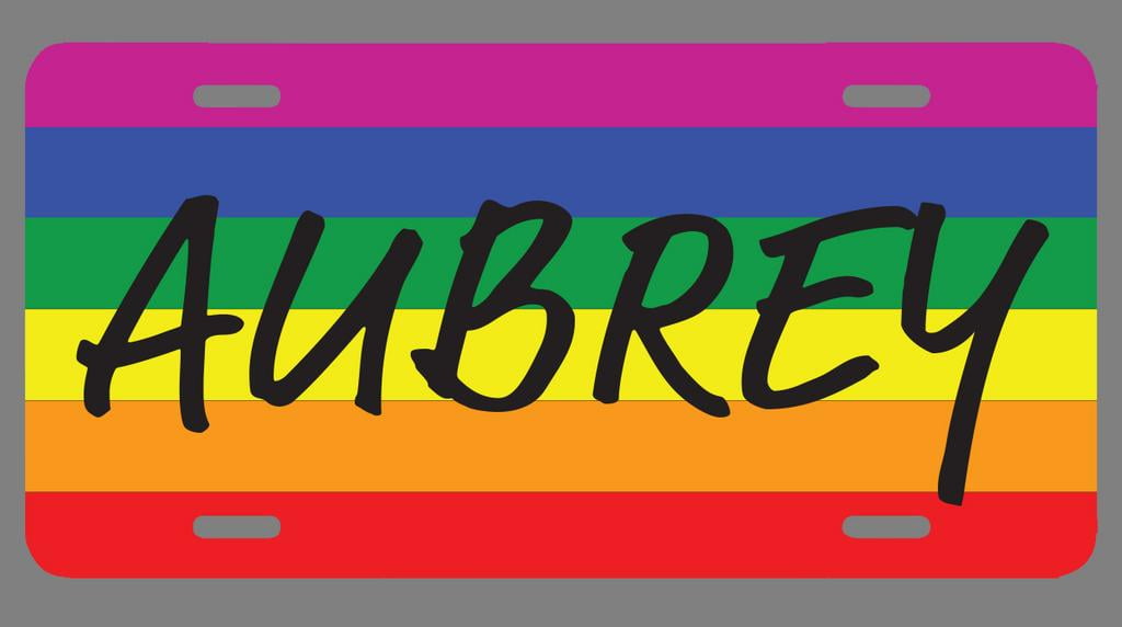 Aubrey Name Pride Flag Style License Plate Tag Vanity Novelty Metal ...